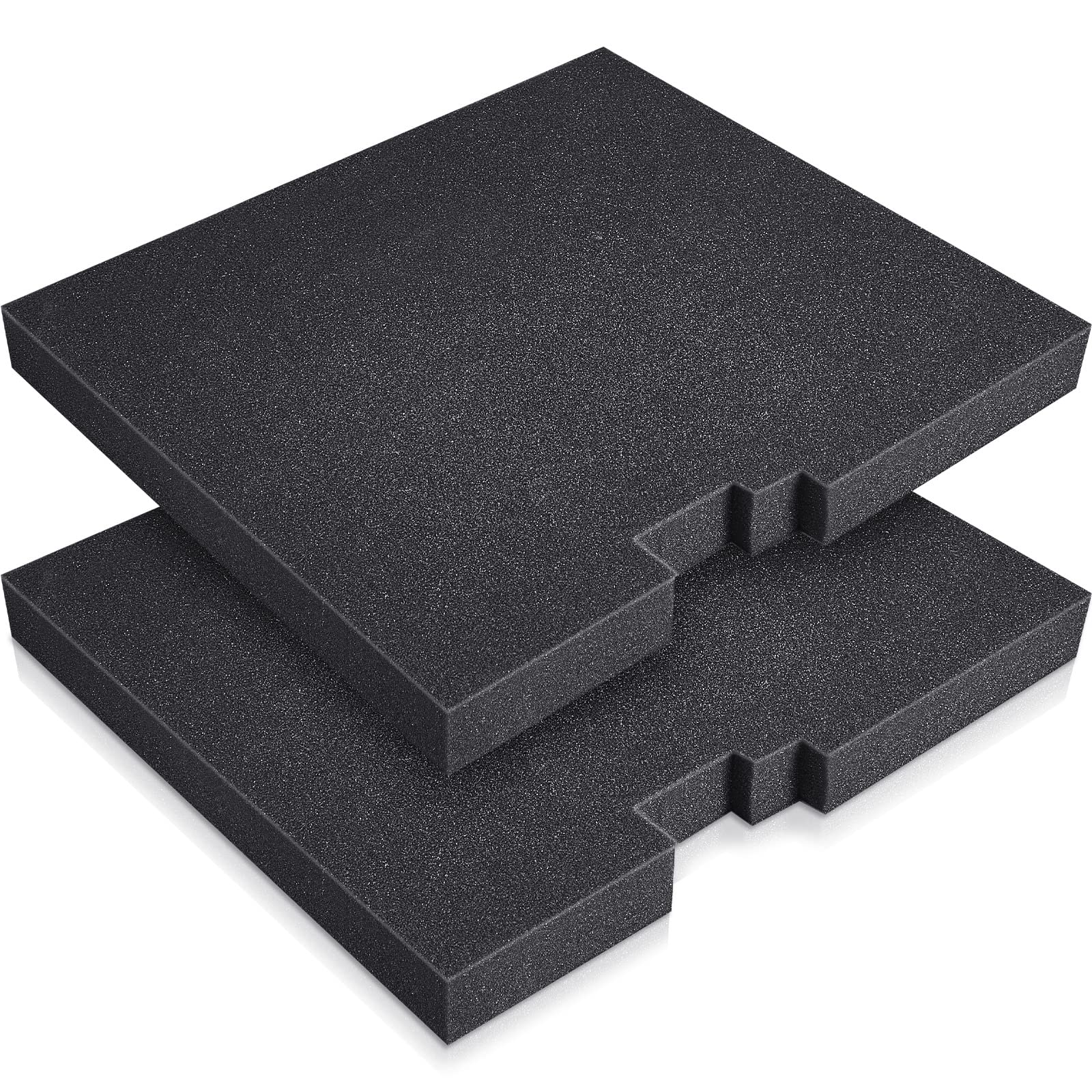 2 Pieces Replacement Layered Diced Foam Rackwork Drawer Foam Microphone Foam Insert for 1U, 2U Cabinet Stage Studio, 19 Inch