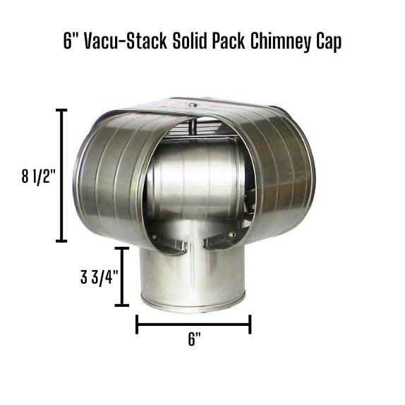 6” Stainless Steel Vacu-Stack Chimney Cap for Solid Pack Chimney Pipe