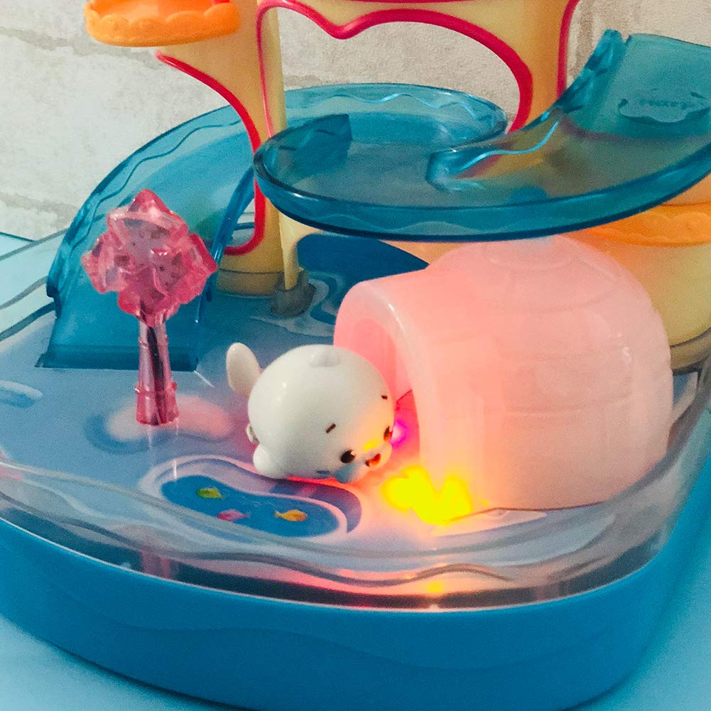 TOYTRON Baby Seal Harp, Harp and Friends, Ice Cream Castle, Battery Operated Interactive Playset Toy with Various Light and Sound Effects - 3 Years and up