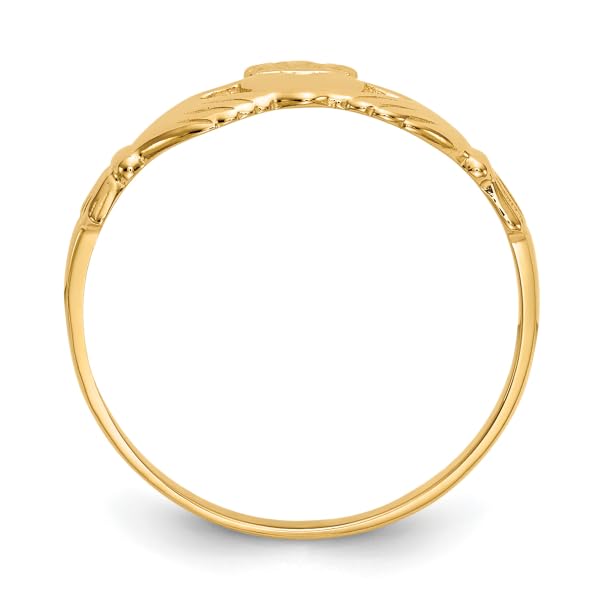14K Yellow Gold Heart Love Irish Claddagh Celtic Ring Jewelry Size 7.00
