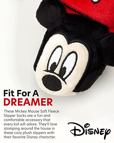 Disney Baby Boys' Mickey Mouse Booties - Soft Fleece Slipper Socks (Newborn/Infant), Size 12-18 Months, Mickey
