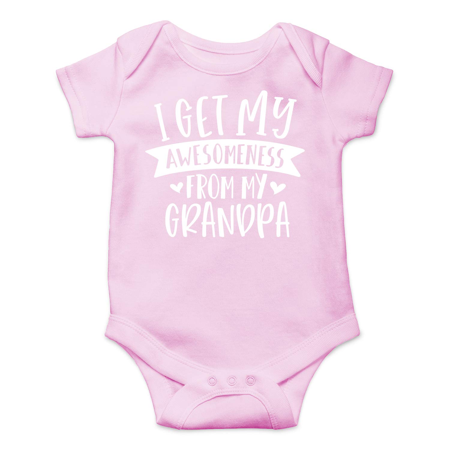 I Get My Awesomeness From My Grandpa - Funny Baby Essentials Bodysuit - Newborn Baby Boy Clothes (6 Months, Pink)