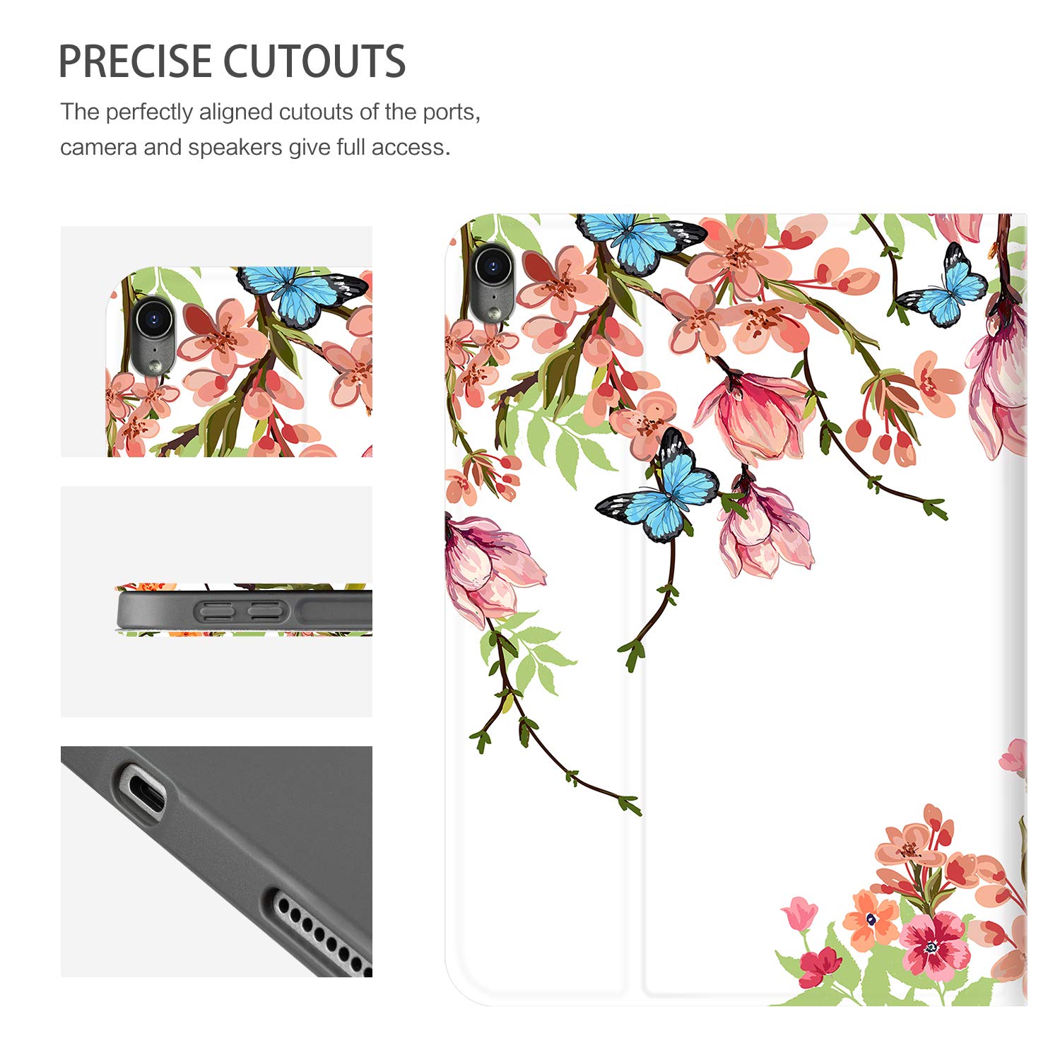 Case for iPad Air 11-Inch 2024, Case for iPad Air Case 5th/4th Generation 10.9 Inch, Case for iPad Air 11 Multi-Angle View Shockproof Case with Adjustable Stand Auto Wake/Sleep,Flowers Hummingbird