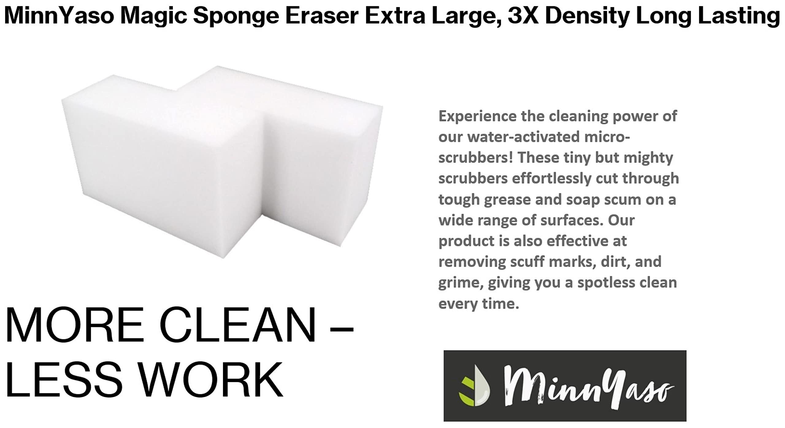 20 Pack Magic Sponge Eraser Extra Large Extra Thick Long Lasting, Premium Magic Erasing Sponges in Bulk - Multi Surface Power Eraser Cleaning Pads– Kitchen, Bathtub, Floor, Baseboard, Bathroom, Walls