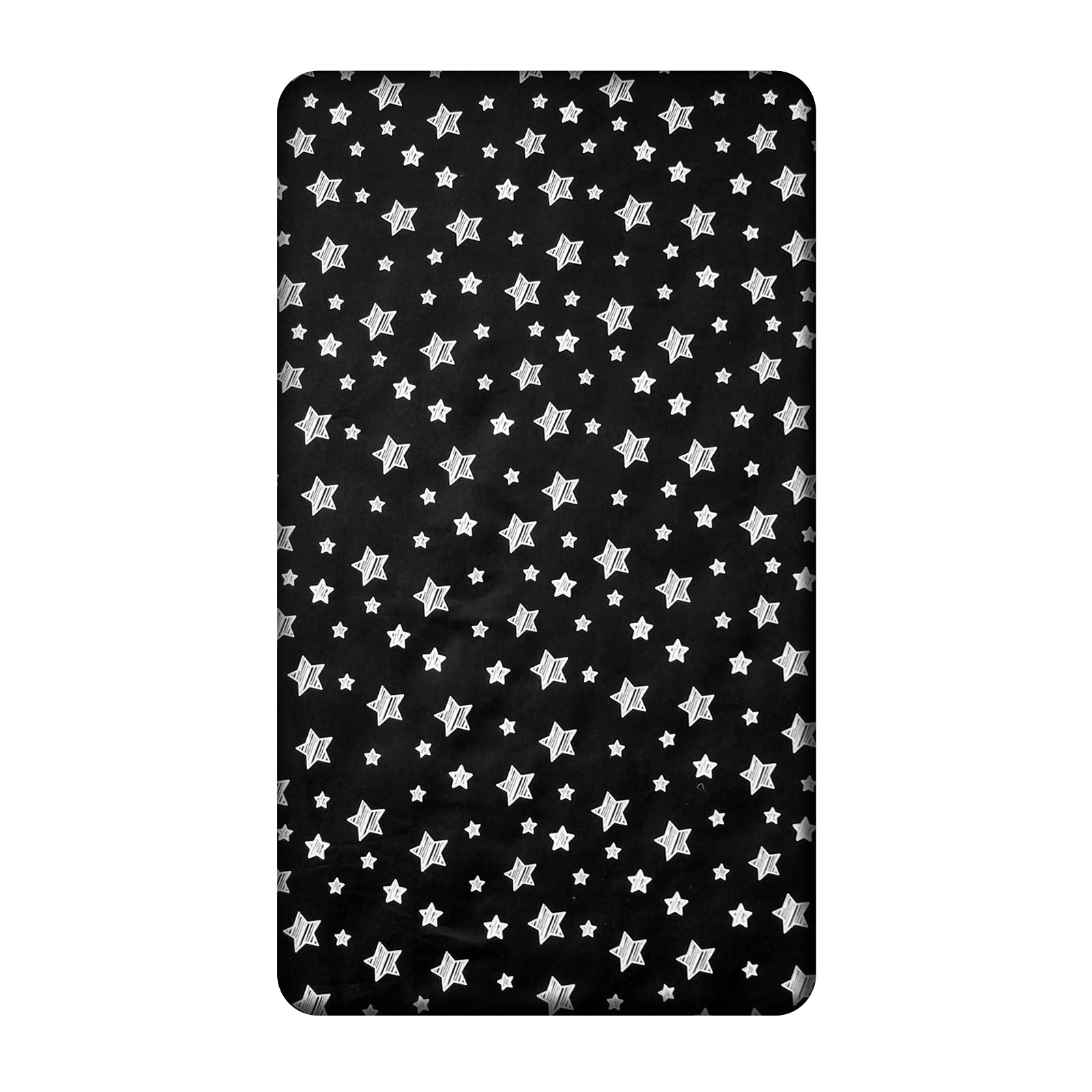 Black Star Baby Crib Sheet - Silky Soft Microfiber, 52'' x 28'' Fitted Sheet for Standard Size Crib Mattress, Snug Fit for Boys & Girls