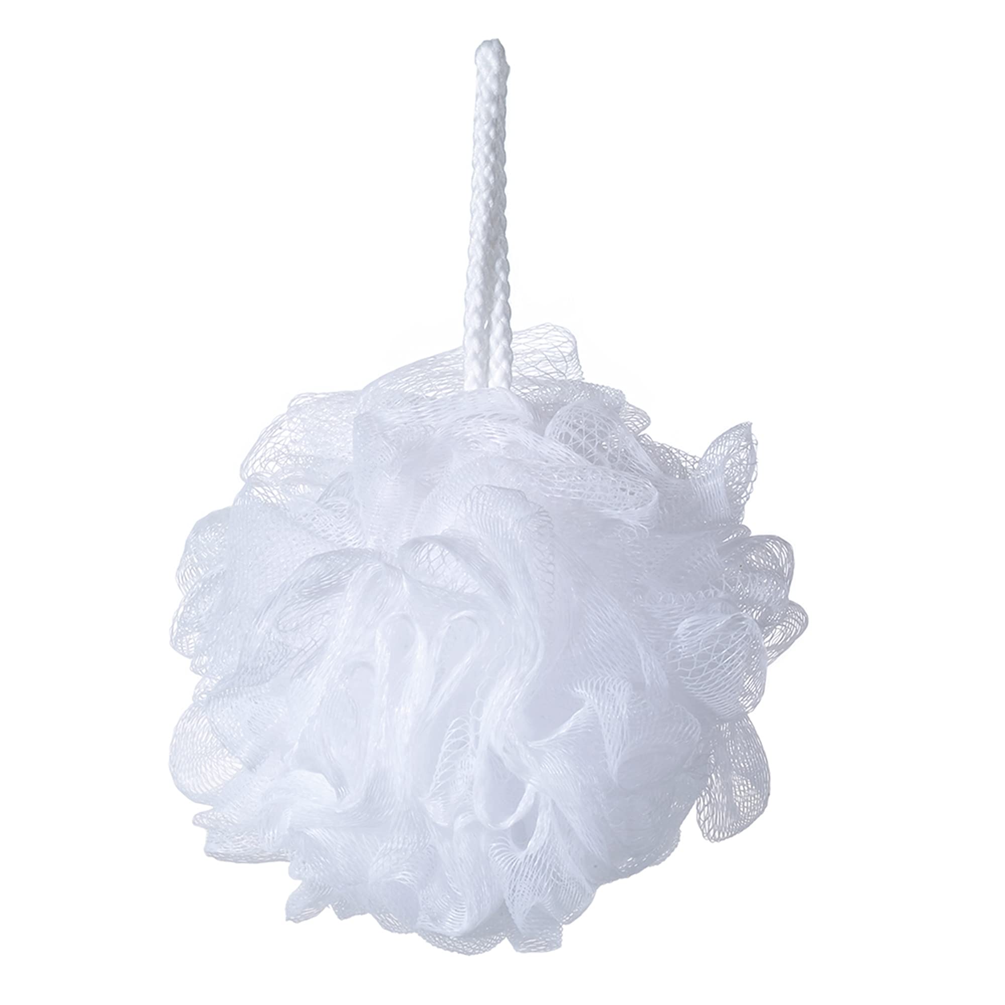 iboodi 60g/pcs White Mesh Bath Sponge Pouf Shower Loofahs Shower Puff Pack of 4 (White)