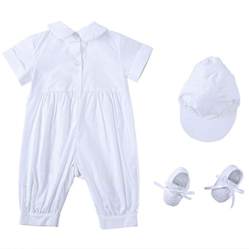 Bow Dream Baby Boy's 3 Pcs Christening Baptism Outfit Infant Romper Short Sleeve 12-18 Months