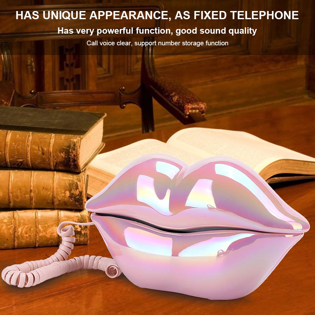 Corded Sexy Lip Telephone, Real Work Mouth Landline Phones, Wired Lip Phone for Decoration/Home/Office/Art Decor