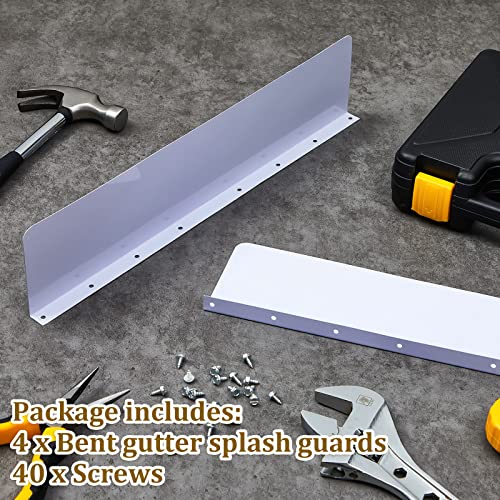 4 Pcs Gutter Valley Splash Guards Downspout Diverter Roof Rain Diverter White Roofing Gutter Guards with 40 Screws Gutters for House Residential Flat Shingle Roofs Corner (Straight)