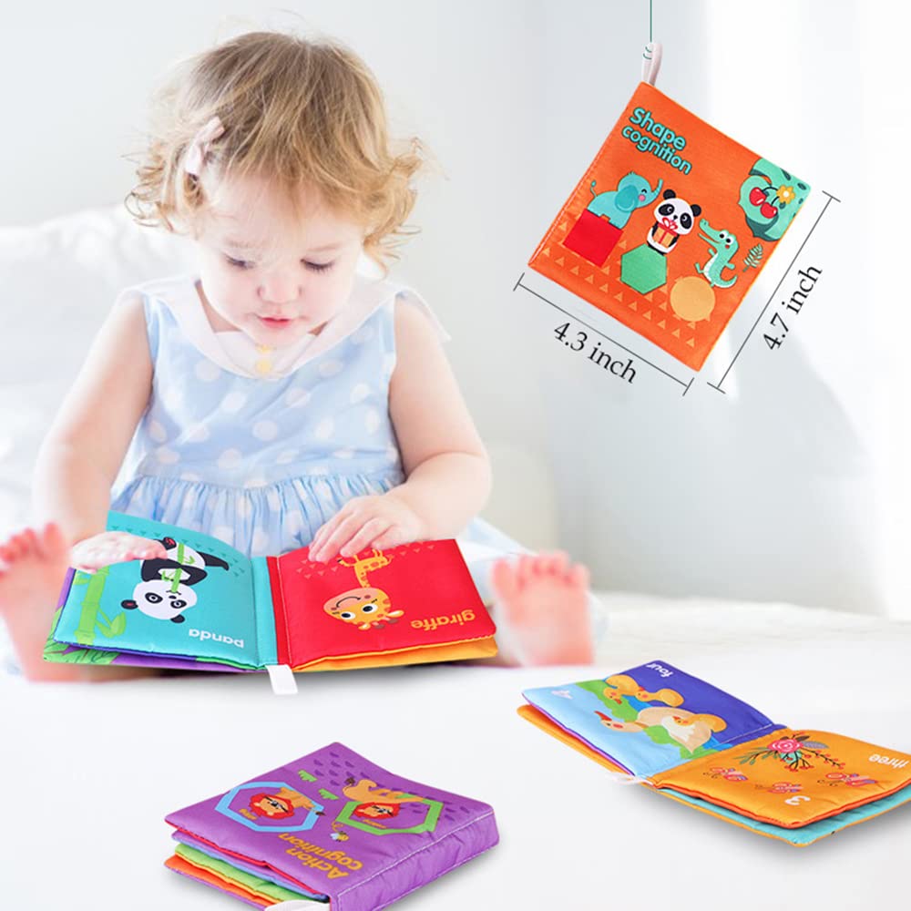 6 Soft Cloth Book Touch and Feel Baby Books Toys 0-24 Months, Crinkle Baby's First Fabric Book Activate Visual & Brain for Newborn, Toddler and Infant Early Education Cognition Busy Book