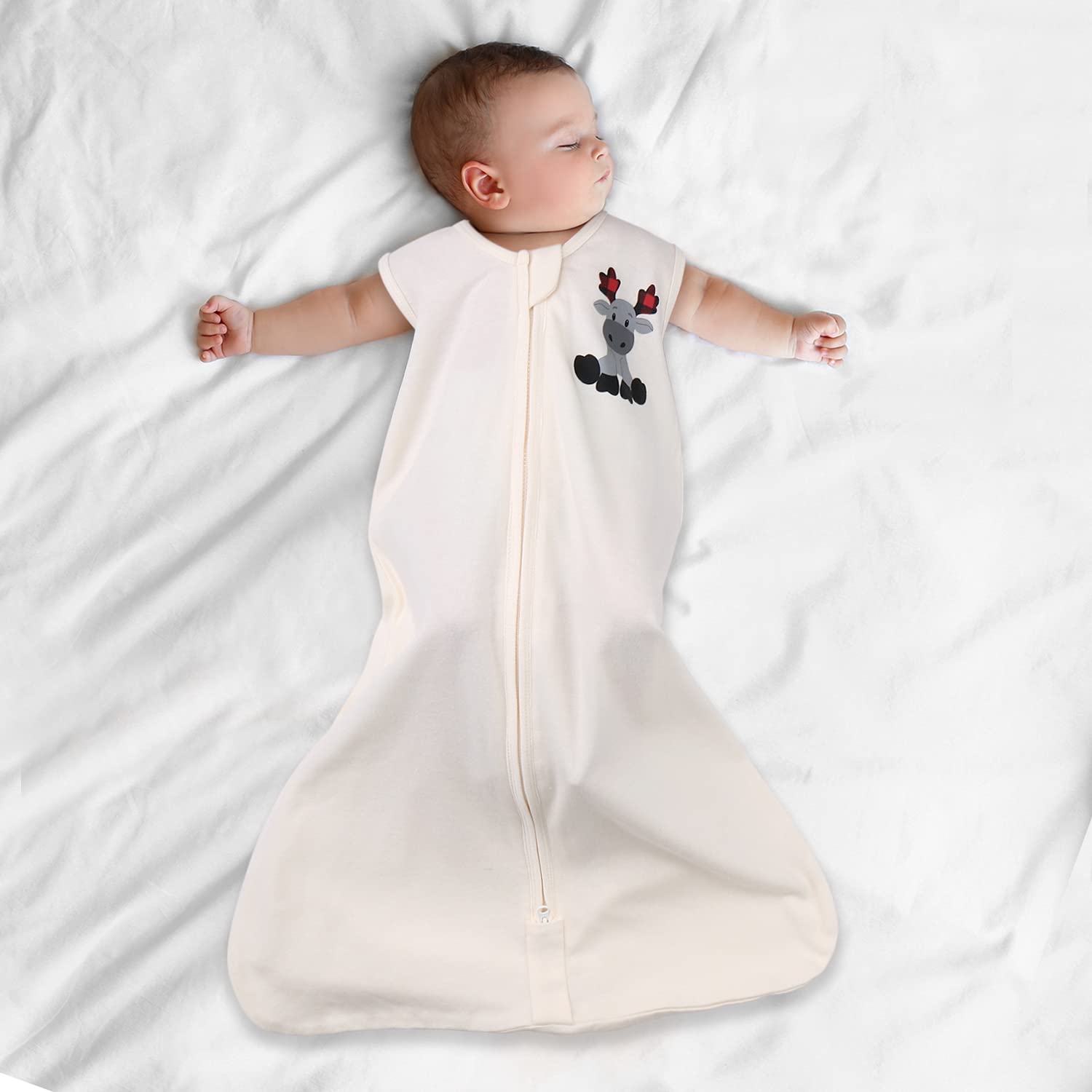 The Peanutshell Wearable Blanket Sleep Sack for Baby Boys or Girls, Woodland Moose & Buffalo Plaid, Sizes up to 12 Months (Small/Medium)
