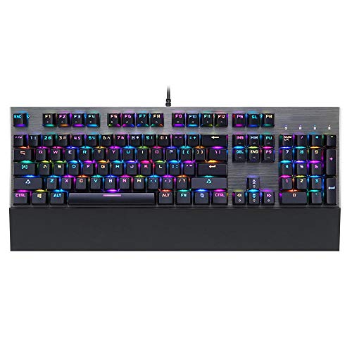 Gaming Keyboard Gaming Keyboard 104 Keys Blue Switch Anti-Ghosting RGB Backlit Mechanical Gaming Wired Keyboard Full Color Backlit System Mechanical Gaming Keyboard ( Color : Black , Size : One size )