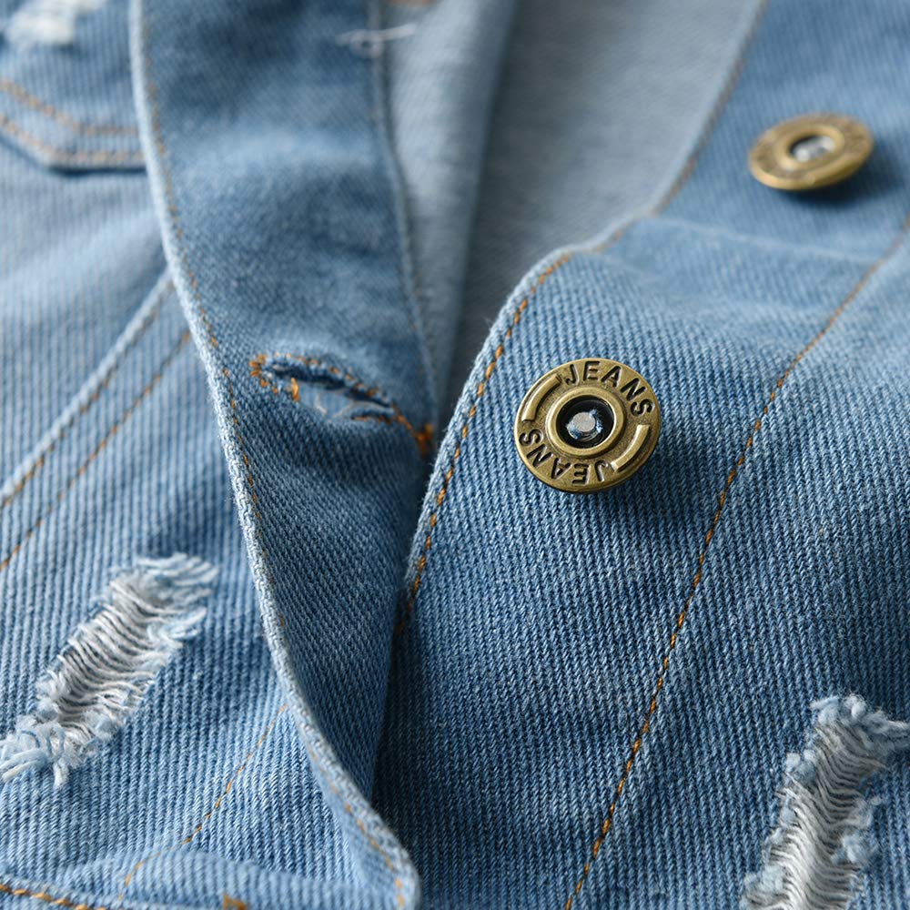Baby Boys Girls Denim Jacket Kids Toddler Button Down Jeans Jacket Top(Light Blue, 120/4-5T)