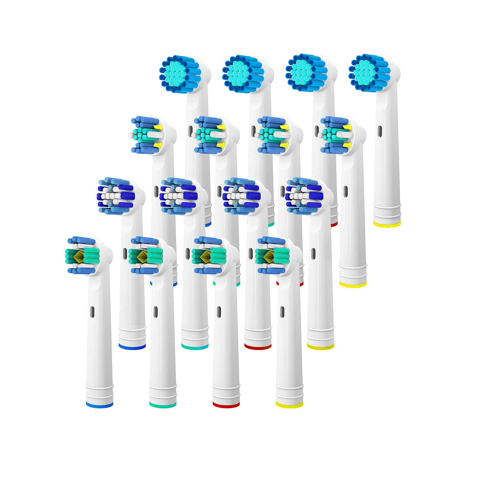 KS-QON BENG 16Pcs Toothbrush Replacement Heads , Electric Replacement Brush Heads Professional Sensitive Gum Care Replacement Brush Heads,Includes 4 Precision,4 Floss,4 Senstive,4 White Clean
