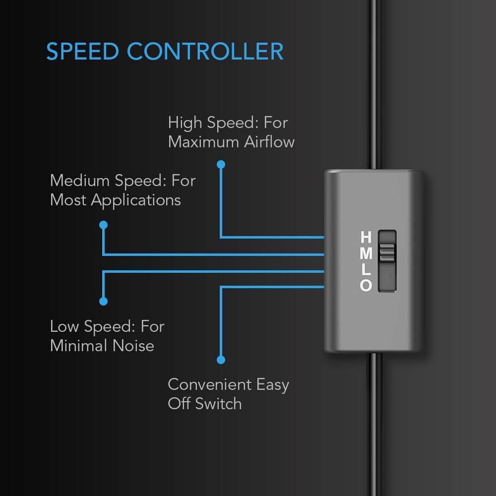 AC Infinity AIRPLATE S7, Quiet Cooling Fan System 12" with Speed Control, for Home Theater AV Cabinets