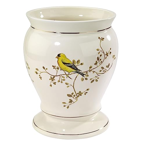 Avanti Linens Gilded Birds Waste Basket, Ivory