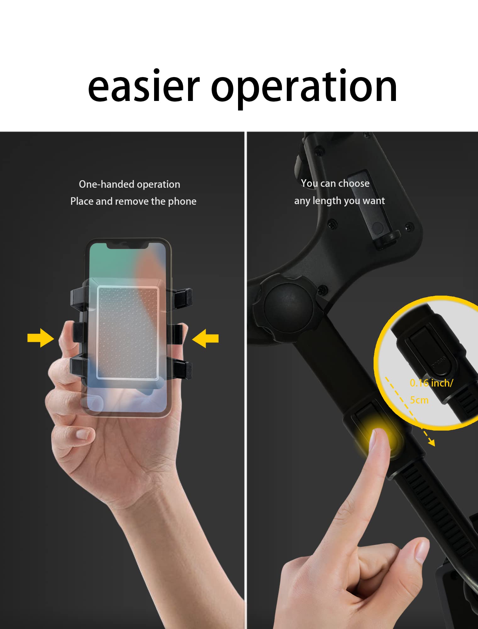 360°Rotatable and Retractable Car Phone Holder, Multifunctional Adjustable Mount, Universal Rearview Mirror Phone Holder for All Mobile Phones