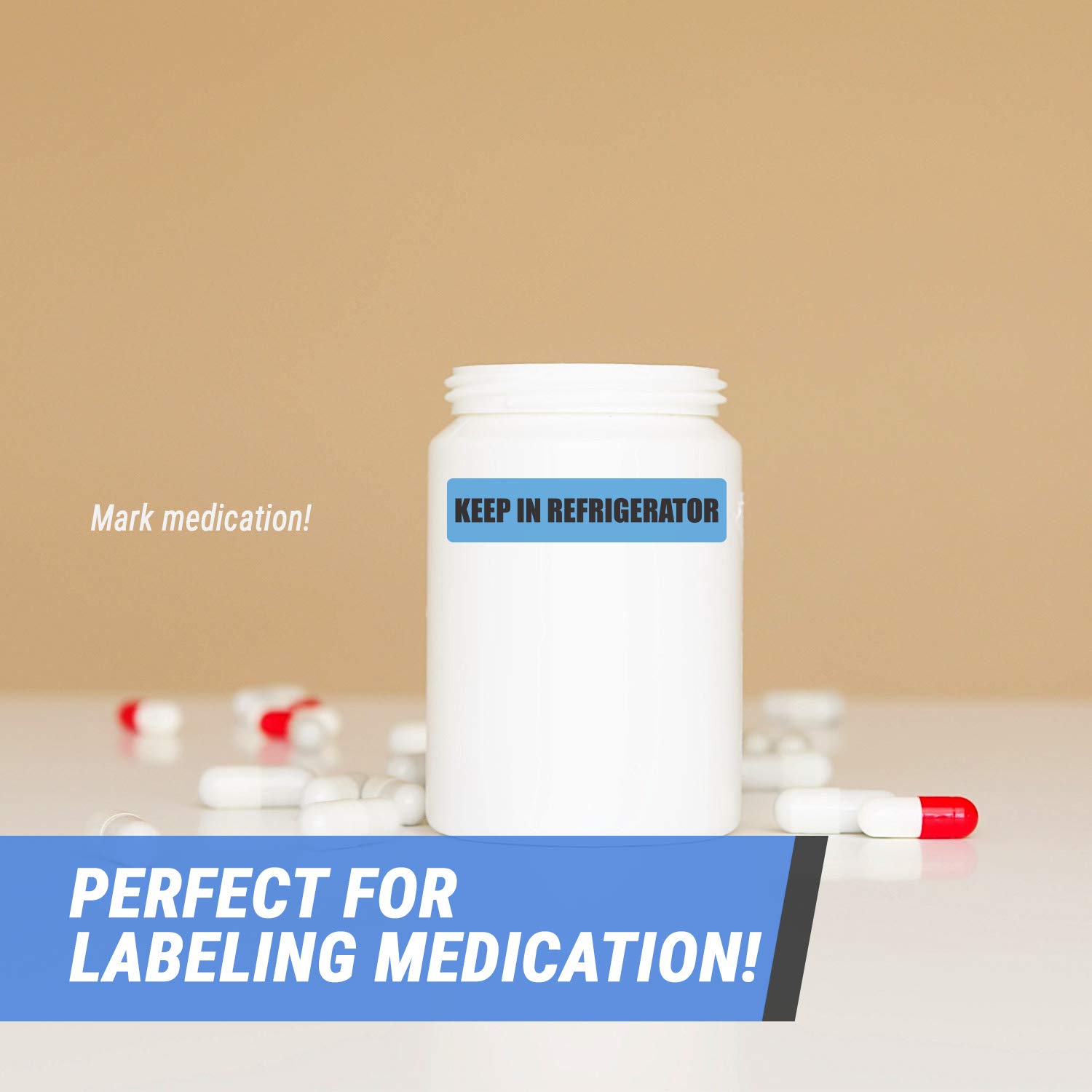 Keep in Refrigerator - Veterinary Label Stickers - 1.63 x 0.38 inch Veterinary Prescription Labels Medical Charts Pharmacy Medication Instruction Vet Stickers File Folder Labels - 1 Packs, 300 Labels