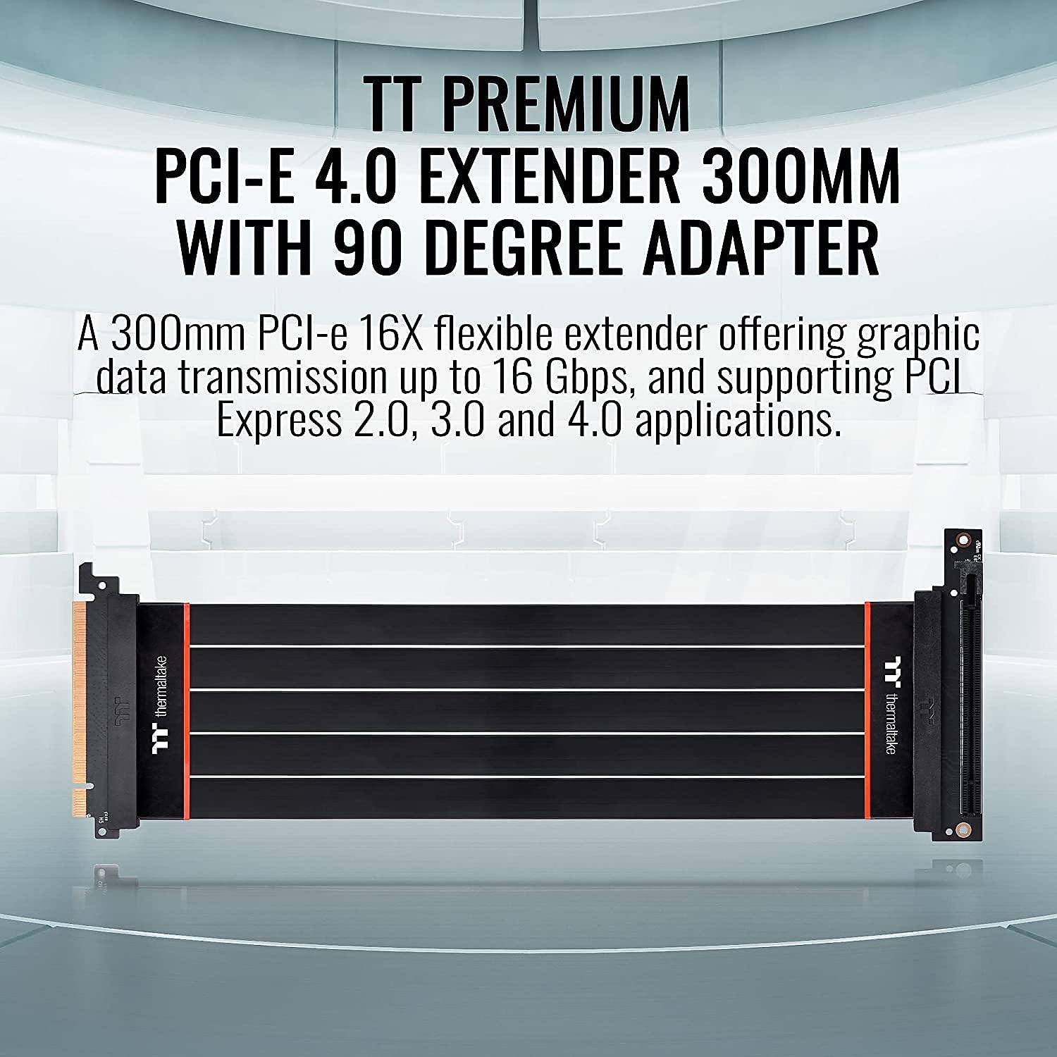 Thermaltake TT Premium PCI-E 4.0 High Speed Flexible Extender Riser Cable 300mm with 90 Degree Adapter AC-058-CO1OTN-C2 (ONLY Work Core P6 Case)