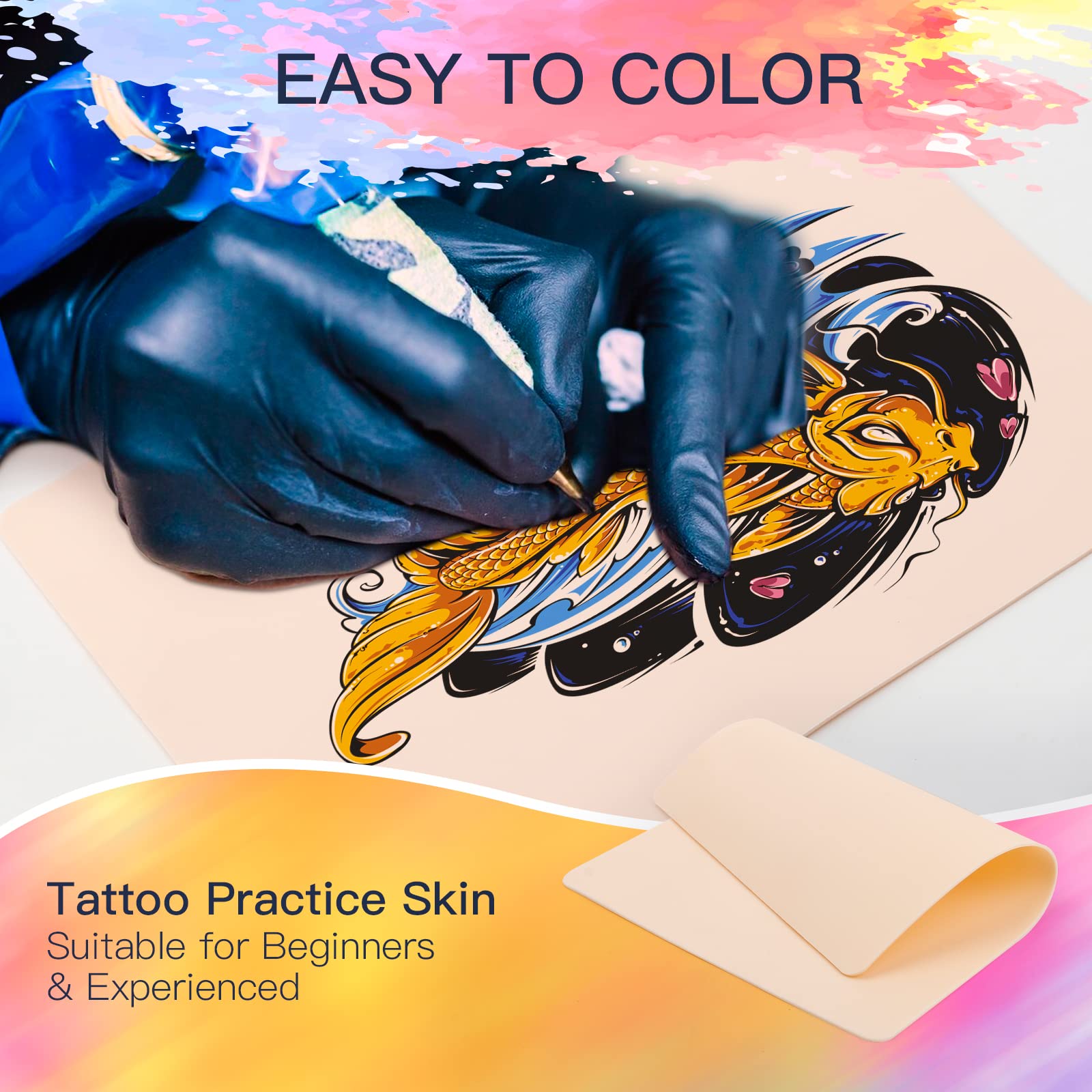 Blank Tattoo Skin Practice, 10Pcs Double Sides 8x6" Tattooing Skins Microblading Eyebrow Practice Skin for Tattoo Supplies,Tattoo Kit,for Beginners and Experienced Tattoo Artists