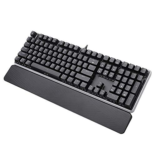 Teerwere Gaming Keyboard Ergonomic Design 108 Key RGB Side Backlit Mechanical Gaming Keyboard with Wrist Pad ABS Keycaps Mechanical Gaming Keyboard (Color : Black, Size : Brown Switch)
