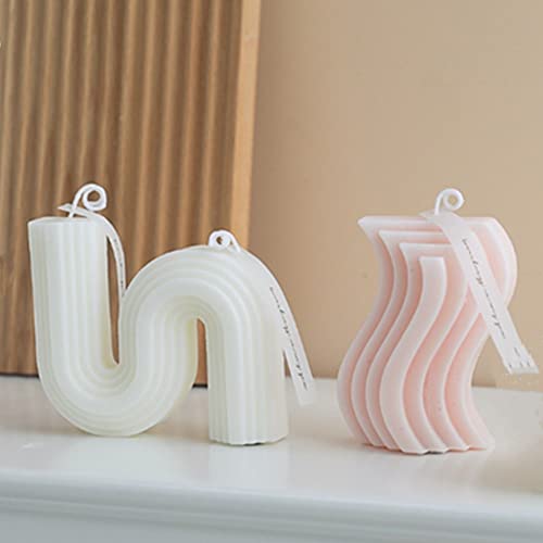 2 Pcs Aesthetic CandlesS Shape,U Shaped Candle Minimalist Geometric Shaped Candles Soy Wax Scented Candle Art Decorative Handmade for Wedding Christmas Birthday Gift