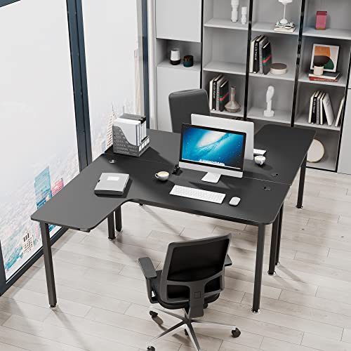 DESIGNA 60 Inch L Shaped Gaming Desk, Corner Computer Desk, Home Office Study Writing Desk, Larger Gaming Table Gamer Workstation with Large Mouse Pad, Space Saving, Easy to Assemble, Left Side Black