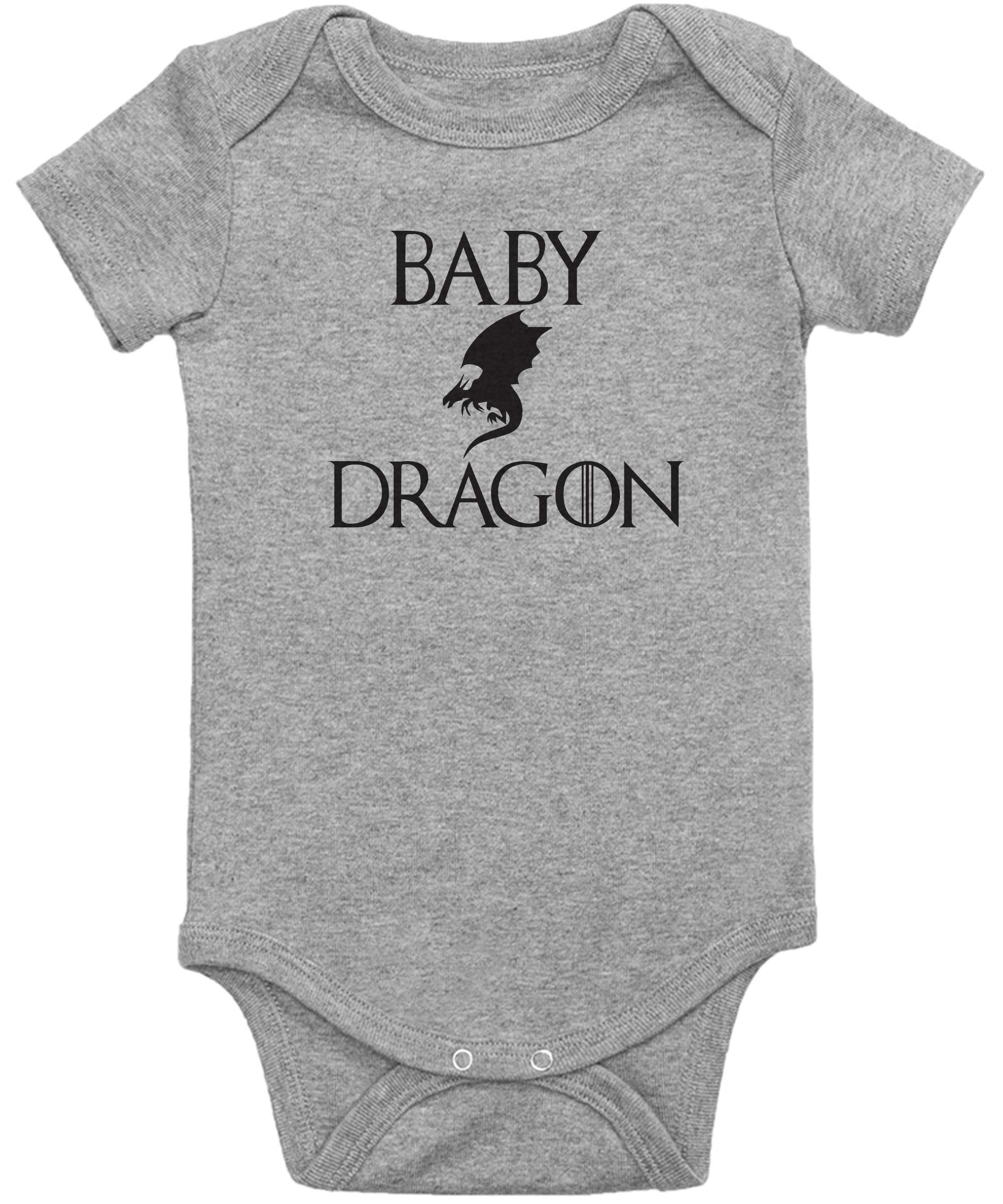 Baby Dragon/Game of Thrones Inspired Baby Onesie/Unisex Shirt Sleeved 0-24mo Infant Bodysuit (Grey, 0-3 Months US)