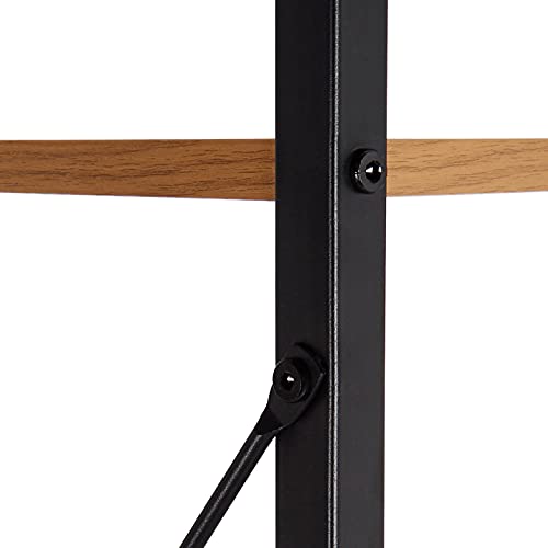 Coral Flower Tower Computer Desk with 4 Tier Shelves - 47'' Multi Level Writing Study Table with Bookshelves Modern Steel Frame Wood Desk Compact Home Office Workstation ,Light Walnut