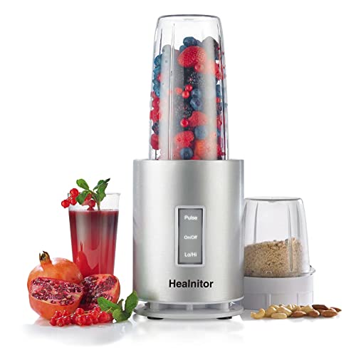 1200W Aluminum 3-Speed Juicer for Shakes and Smoothies, Healnitor Large Size Mixer with Blending and Juicing for Kitchen, Silver