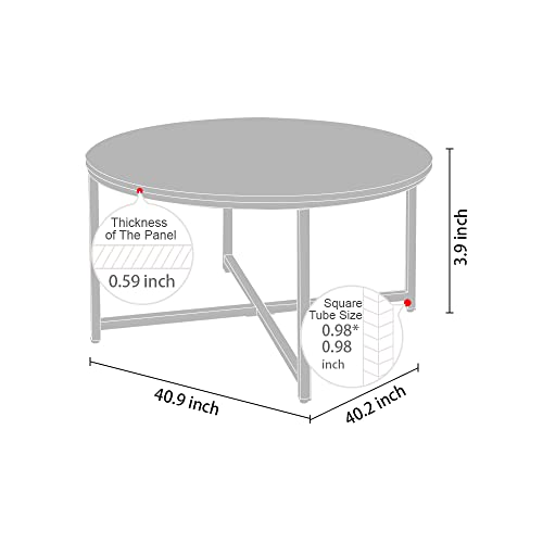 AZL1 Life Concept Modern Round Coffee Table for Living Room, Sofa Center Table for Dining Room, Modern Marble Tabletop with Gold Metal Legs, Marble.