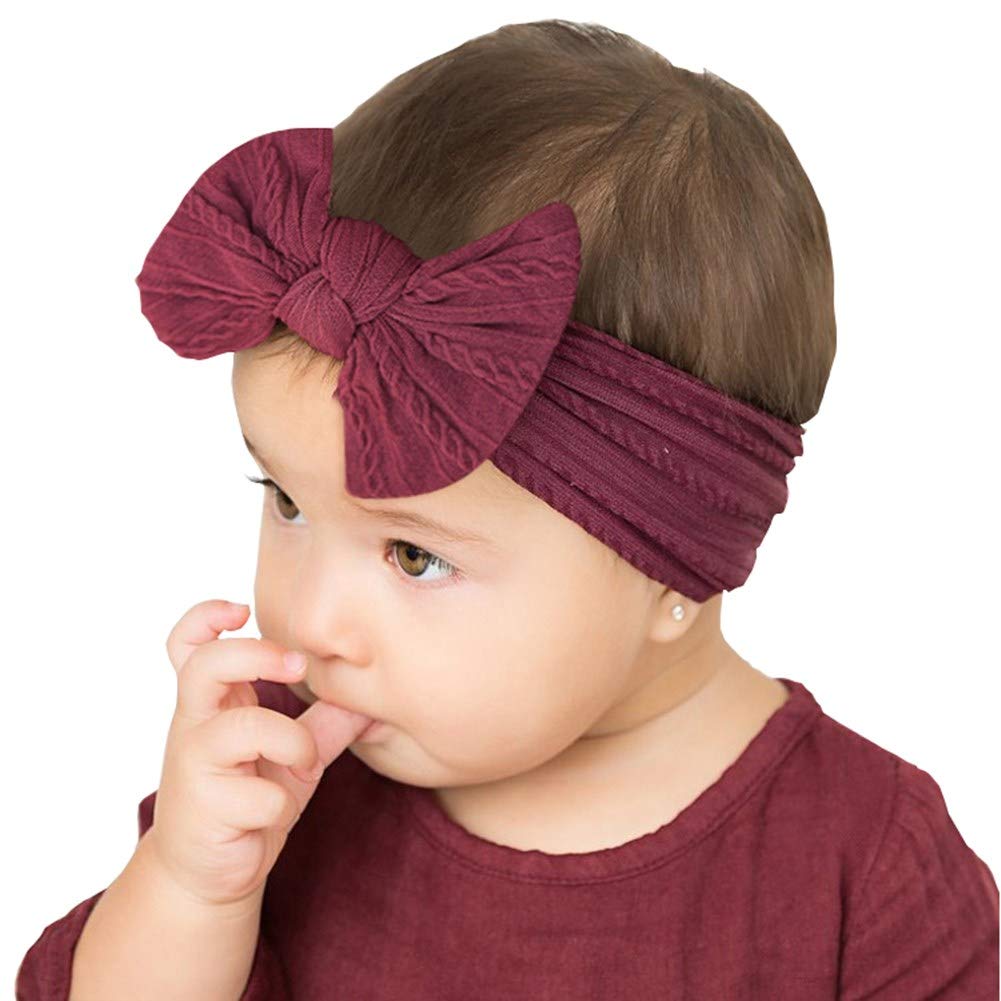 Baby Girl Bows Nylon Headbands Jacquard Design for Newborn Infant Toddler Little Girls (16-Pack)