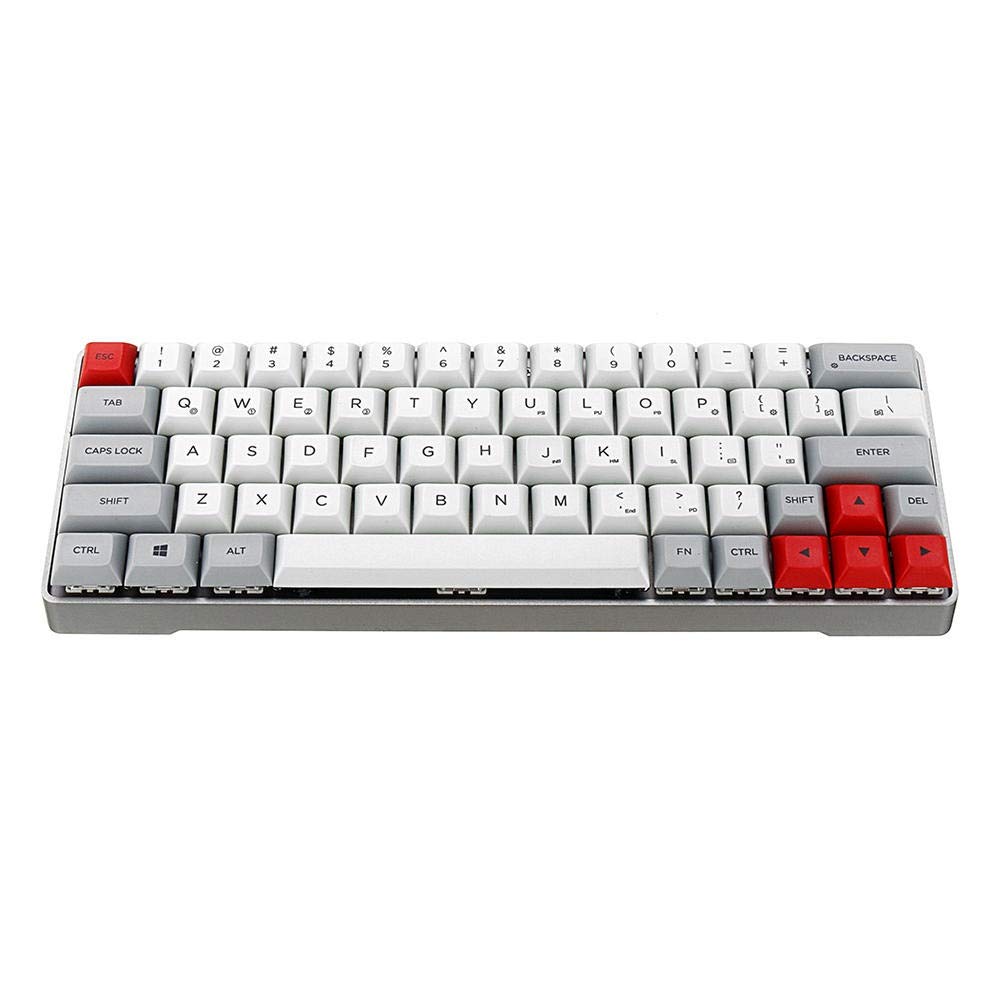 Teerwere Gaming Keyboard 64 Key Aluminum Alloy Case PBT Keycaps Hot Swappable RGB Mechanical Keyboard Brown Switch Gray Aluminum Alloy Case Mechanical Gaming Keyboard (Color : Pink, Size : One Size)