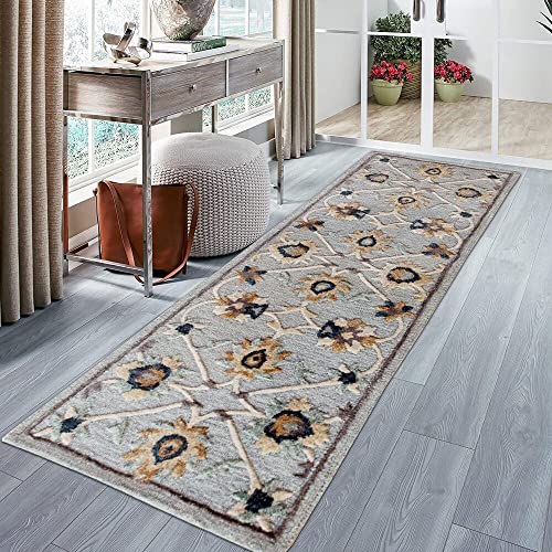 Lr Home Ox Bay Constance Gray Traditional Floral Filigree Organic Wool Indoor Hearth Area Rug