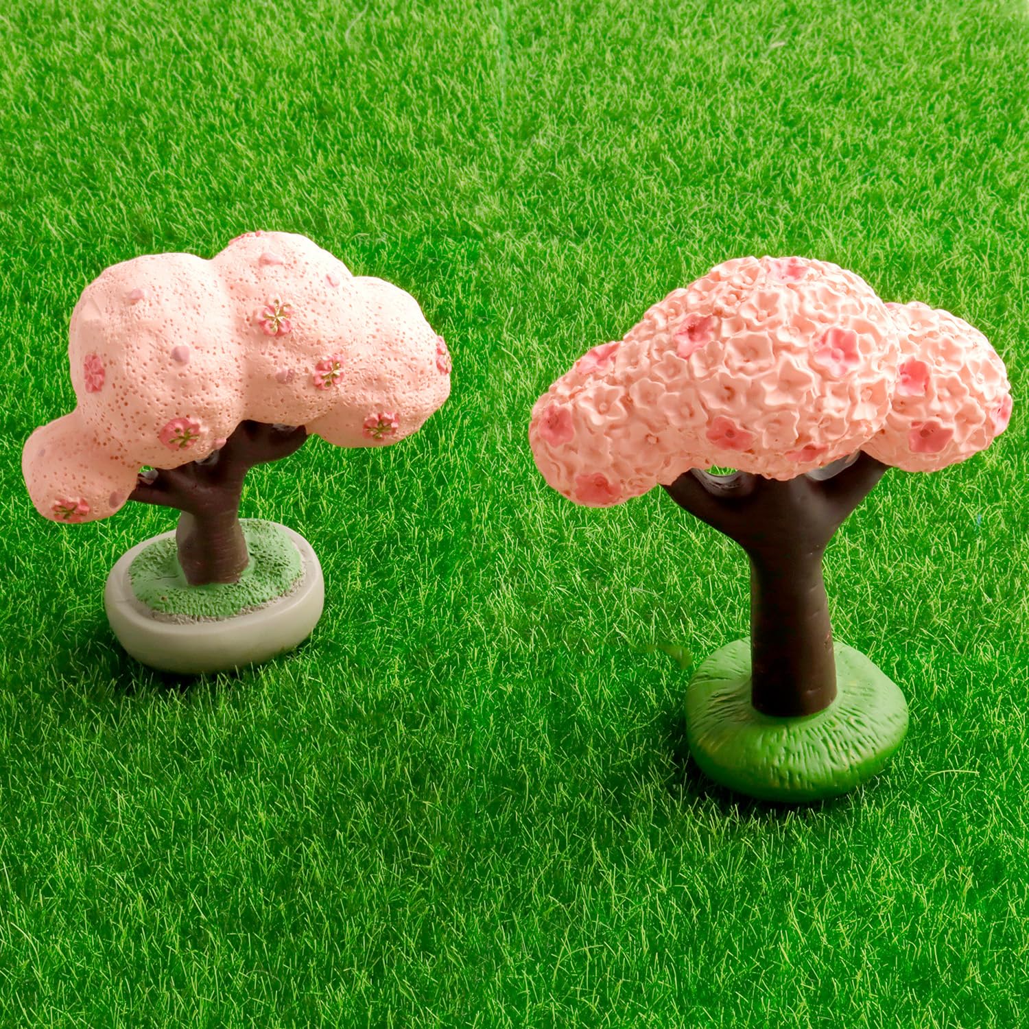 2 Pcs Miniature Cherry Blossom Tree Model Mini Cherry Blossom Trees Miniature Trees Model Trees Model for DIY Scenery Landscape Mini House Fairy Garden Model Scenery Supplies
