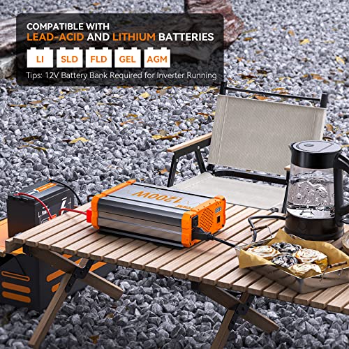1200W Pure Sine Wave Inverter 12V DC to 120V AC Converter & 60A MPPT Solar Controller 12V/24V/36V/48V Auto Solar Panel Charge Controller fit for Lead-acid and Lithium Battery