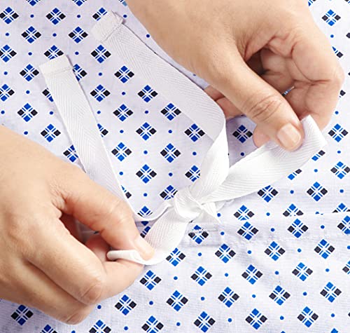 Premium 4 Pack Hospital Gown for Men and Women - Finest Cotton Blend - Back Front Tie - Fit Easily Up to XXL Size - Durable Wrinkle-Free Patient Gown - Reusable and Washable
