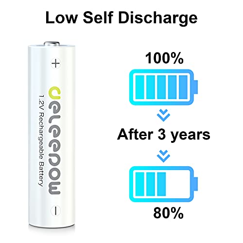 Deleepow Rechargeable AA Batteries Nimh 3300mAh 1.2V Batteries Double A Rechargeable High Capacity 1200 Cycles Pack of 8