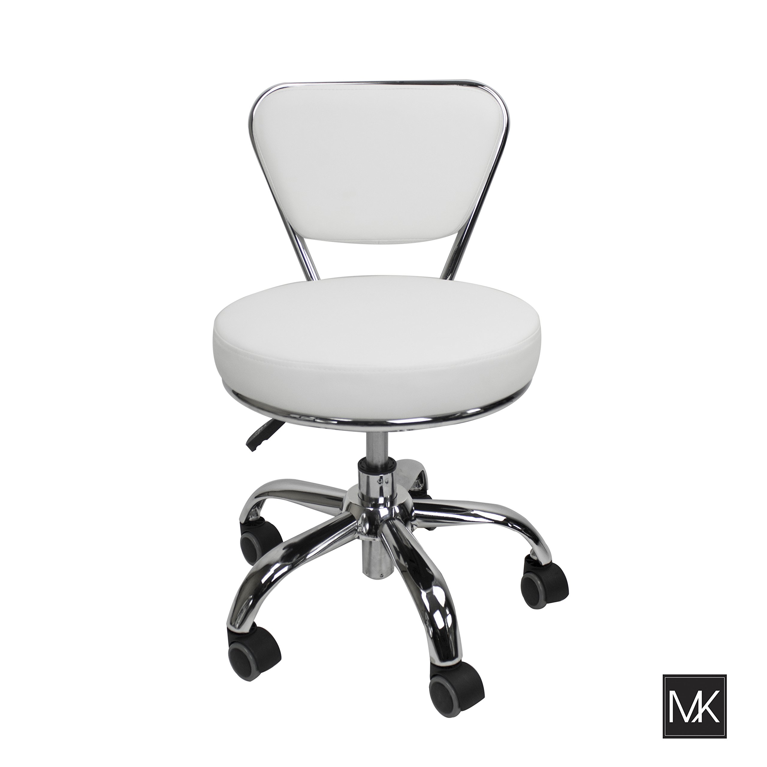 Set of 4 DAYTON WHITE Salon Nail Pedicure Stool Pneumatic, Adjustable Height, Rolling Salon Furniture & Equipment