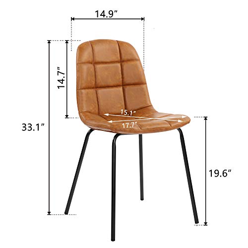 thksbought Modern Chairs Set of 2 PU Leather Dining Chairs with Legs for Kitchen Living Room(Brown)
