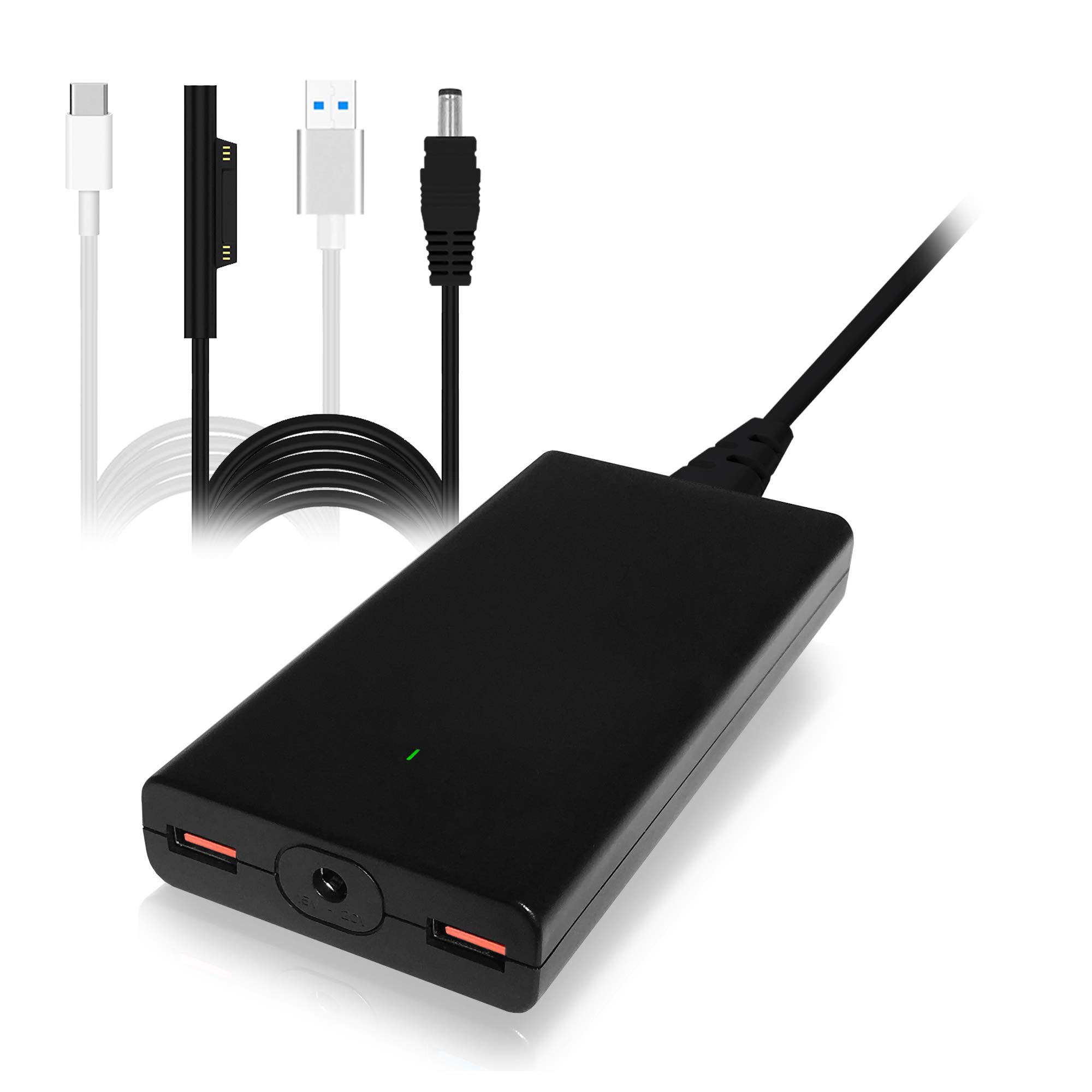 BatPower High Power Delivery Slim 120W Surface Charger Compatible with Microsoft Surface Book Laptop 4 3 2 1 Surface Pro 9 8 X 7 6 5 4 3 Go Power Supply 102W Adapter with Dual USB Quick Charge 3.0