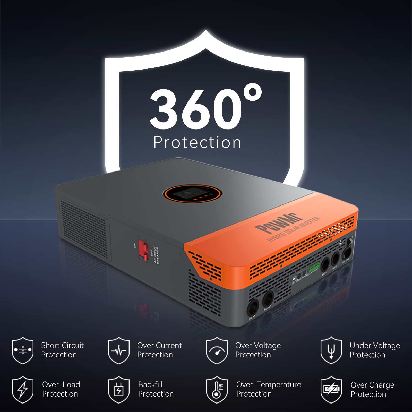 10000W Split-Phase Solar Inverter 48V to 120V/240V, 10kW Power Inverter Charger & 50 Feet 10awg Solar Cable