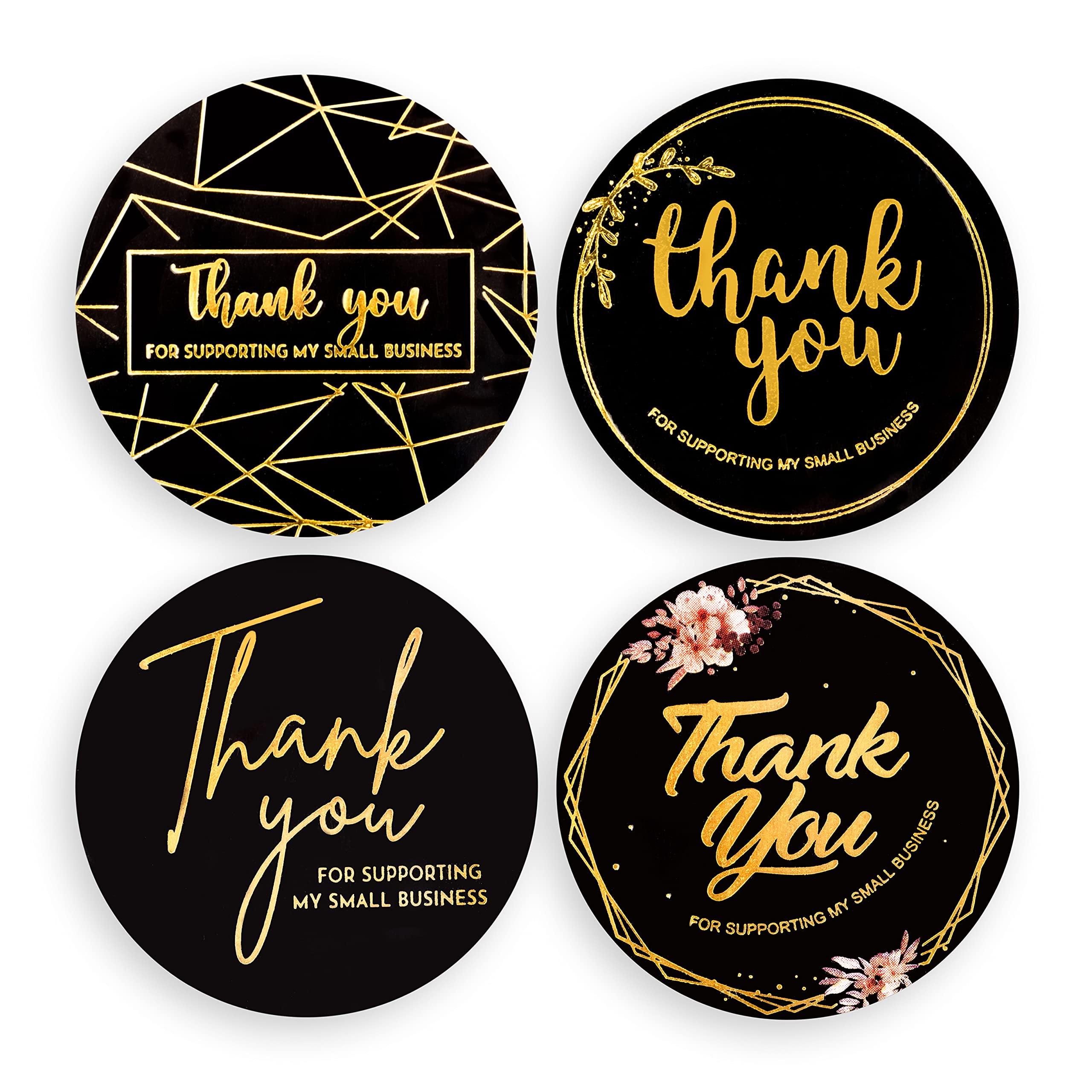 Peachy + Peony - 1.5 Inch Thank You Stickers Small Business - 500 Waterproof Gold Foil Thank You Labels for Packaging, Mailers, Etsy, Bakery ā Thank You for Supporting My Small Business Stickers Roll
