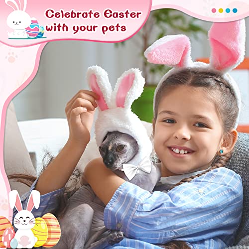 20 Pcs Easter Costume Set Bunny Ears Costume for Dogs Cats 10 Bunny Rabbit Hat with Ears Bunny Ears Pet Headband 10 Bowtie Collar Hats for Cats Small Dogs Costume Accessory