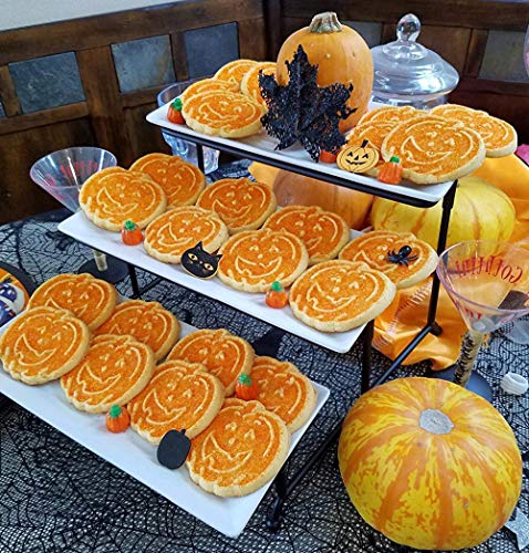 Lawei 3 Tier Serving Stand Porcelain Serving Platters, 12 Inch Rectangle White Plates with Collapsible Sturdier Rack, Three Tiered Cupcake Tray Serving Display Plate Rack for Weddings Parties Birthday
