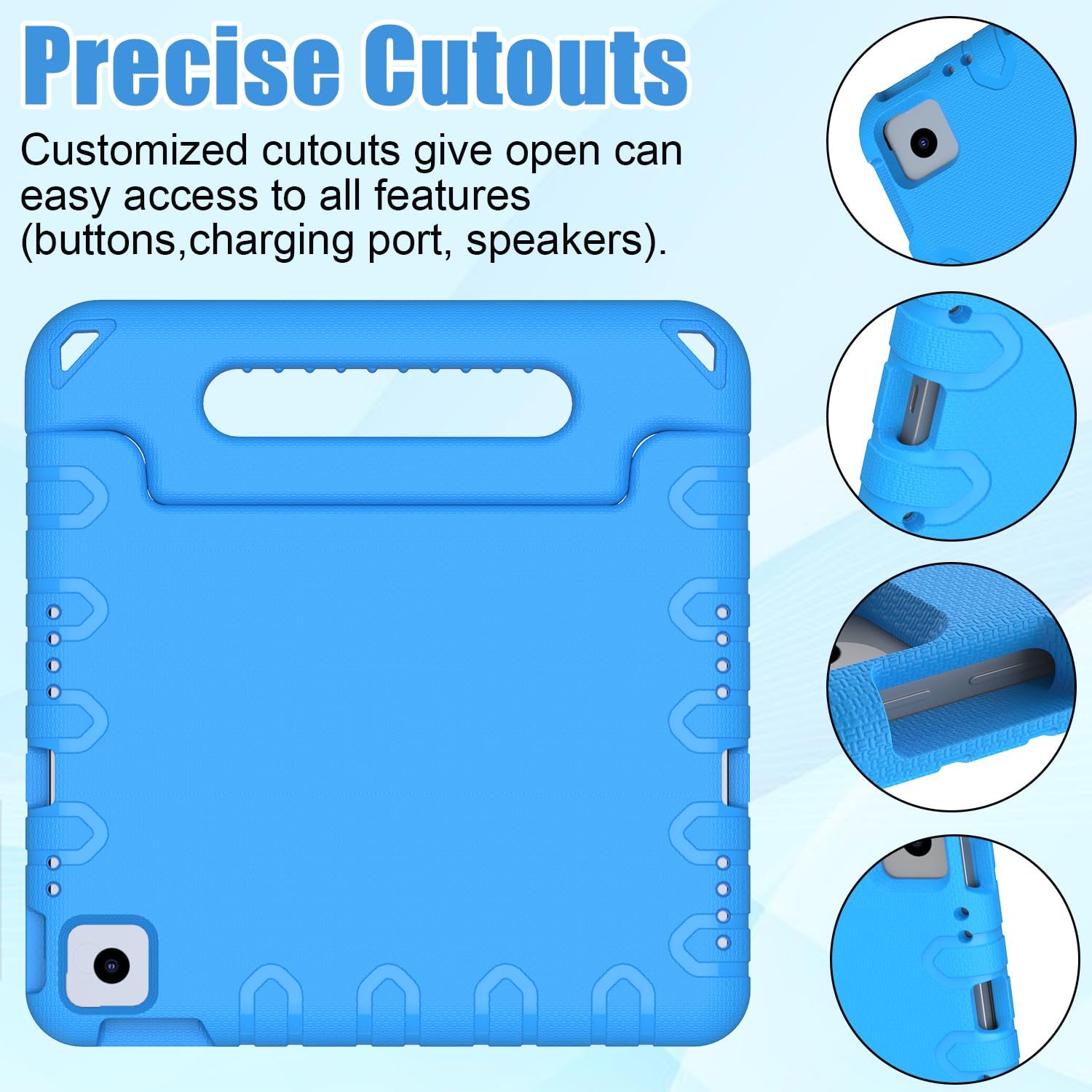 BMOUO Kids Case for iPad Air 5th/4th Generation (10.9 inch,2022/2020), iPad Air 5/4 Case with Screen Protector, Shockproof Protective Kids Case with Handle Stand for iPad Air 4/5 Gen, Blue