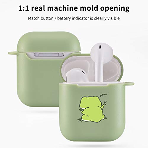 MAYCARI Cute Frog Case for AirPods 2&1 with Keychain,(Green) Animals Design Protective Soft TPU Cover Compatible with Apple AirPods Charging Case for Girls&Boys