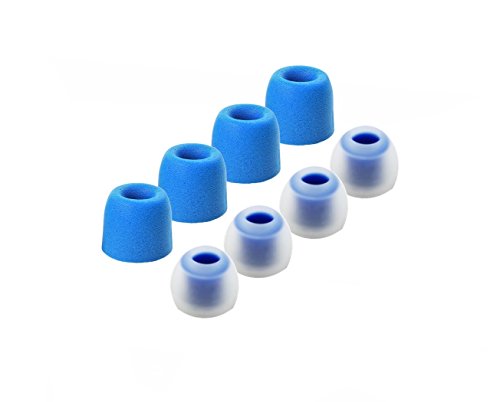 8pcs (BLMF-CLBL)- Medium (M) Premium Memory Foam and Silicone Replacement Eartips Earbuds Compatible with Jaybird X4, X3, Freedom F5 and Jaybird RUN In Ear Earphones Headphones