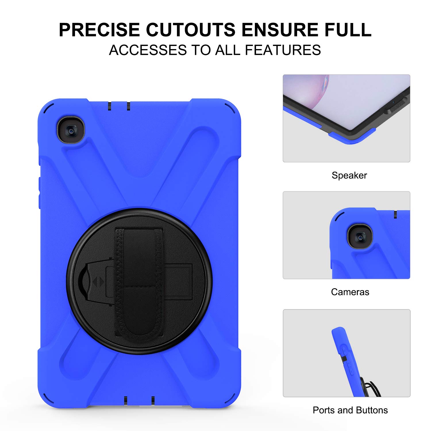 CCMAO Galaxy Tab A 8.4’’ Case 2020, SM-T307 Case, [Hand Strap] 360 Degree Rotating Kickstand Full-Body Impact Resistant Cover for Samsung Galaxy Tab A 8.4-inch SM-T307 (Blue)
