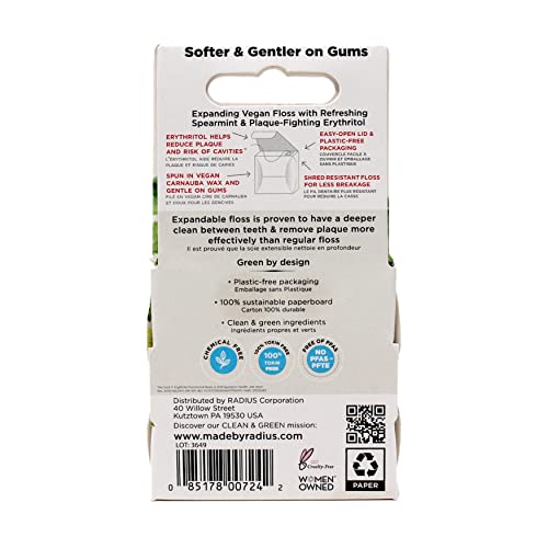 RADIUS Vanilla Mint Dental Floss 55 Yards Vegan & Non-Toxic Oral Care Boost & Designed to Help Fight Plaque - Pack of 2